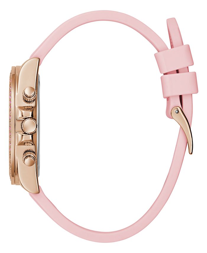 GUESS Women's Multi-Function Pink Silicone Watch 38mm - Macy's