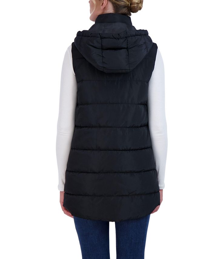 Sebby Collection Women's Long Puffer Vest with Detachable Hood - Macy's