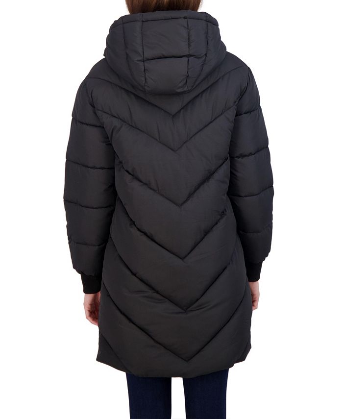 Sebby Juniors' 3/4 Puffer Jacket with Hood - Macy's
