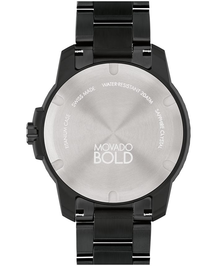 Movado Men's Bold Titanium Sport Swiss Quartz Ionic Plated Black ...
