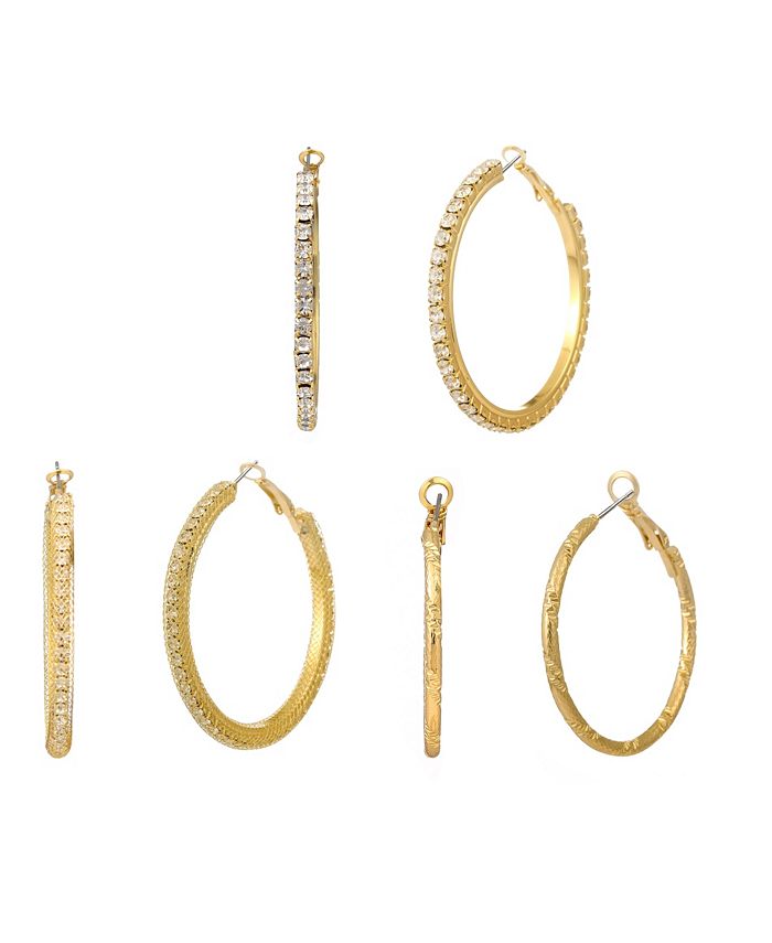Aaliyah Trio Pave Hoop Earring Set - Macy's