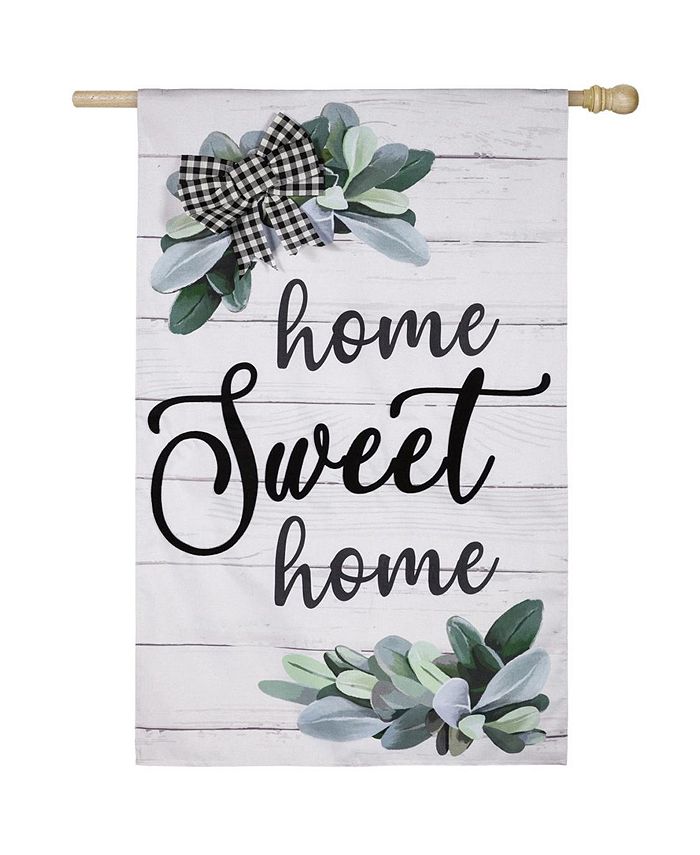 Evergreen Home Sweet Home Eucalyptus Burlap House Flag 28 x 44 Inches ...