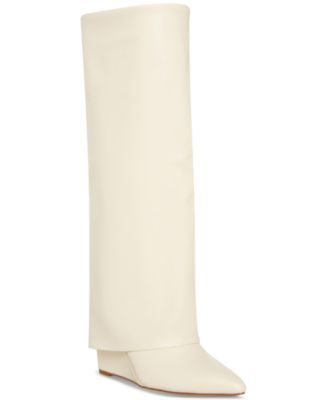 Madden Girl Evander Fold-Over Cuffed Knee High Wedge Dress Boots - Macy's