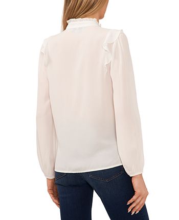 CeCe Women's Ruffle Long Sleeve Pintucked Blouse - Macy's