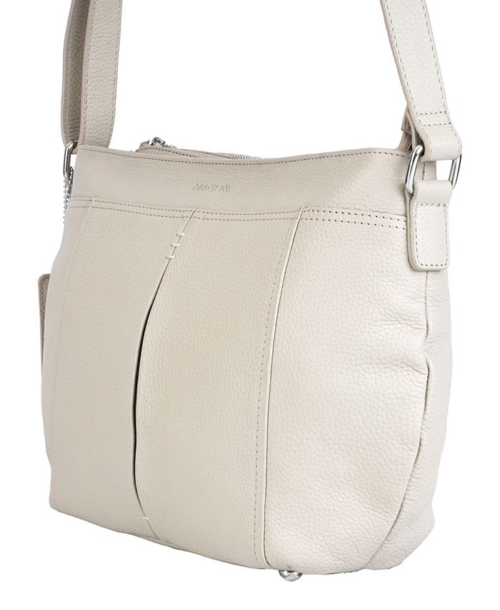 Mancini Pebbled Collection Scarlet Leather Crossbody Hobo Bag - Macy's