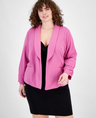 Bar III Trendy Plus Size Knit Drape-Front Blazer, Created for Macy's ...