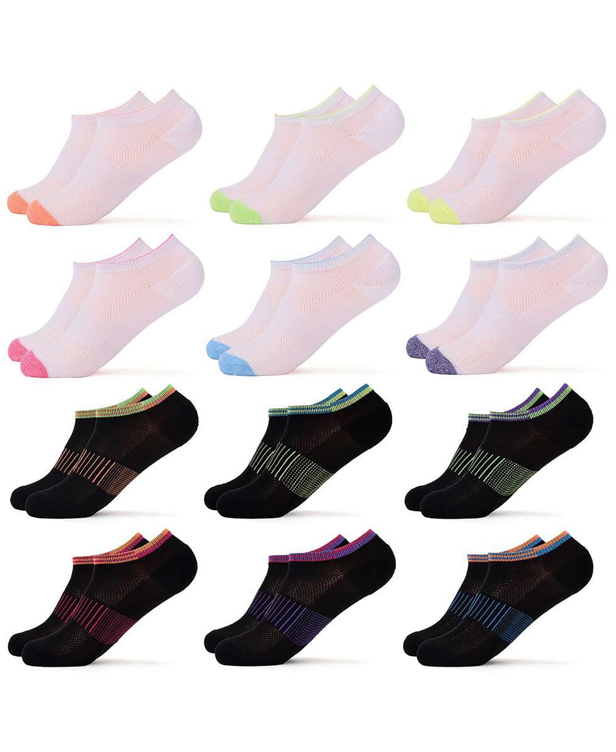 Click here for Womens No-Show Athletic Sport Socks 12 Pack - Neon... prices