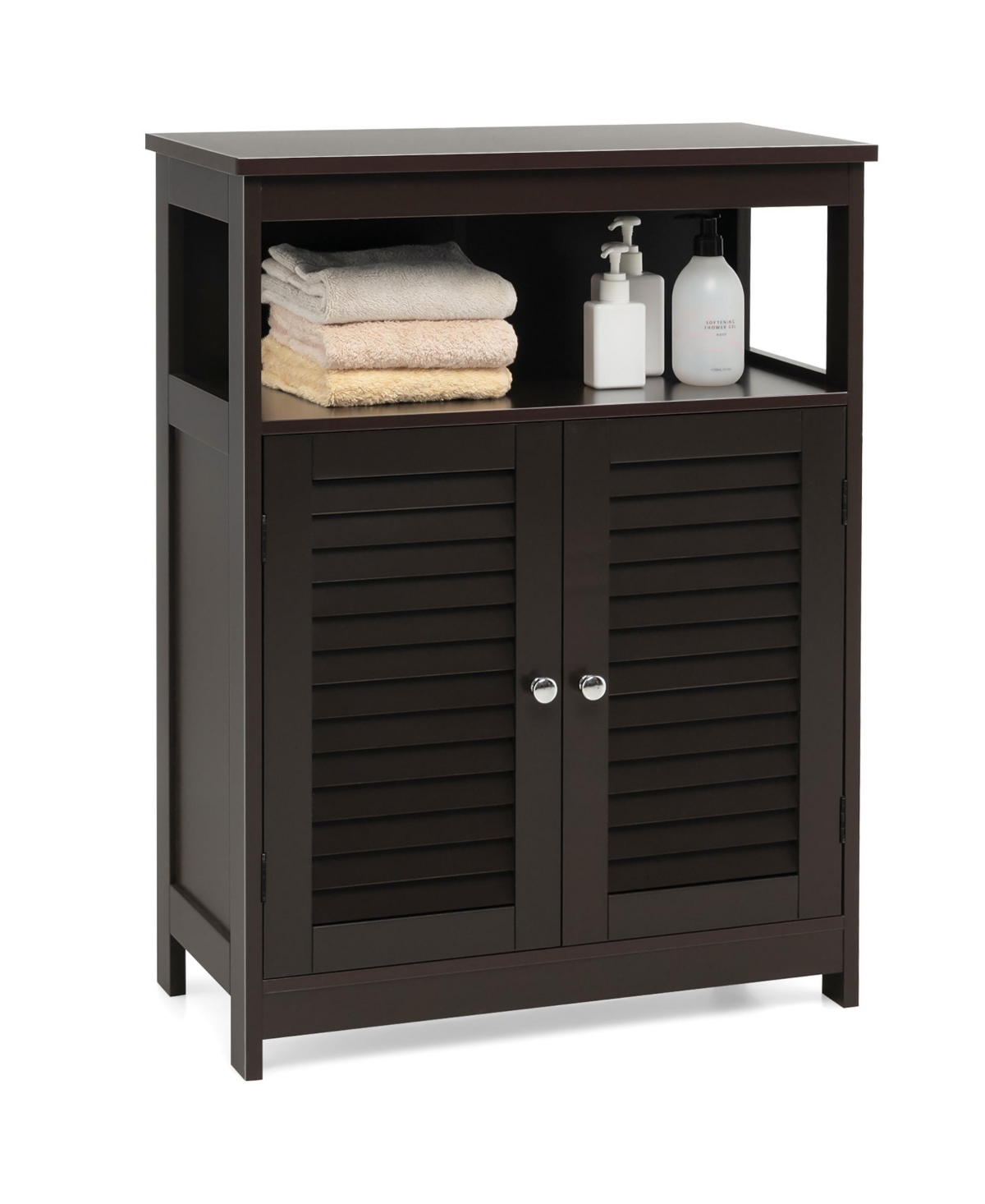 Click here for Bathroom Wood Storage Cabinet w/ Double Shutter Do... prices