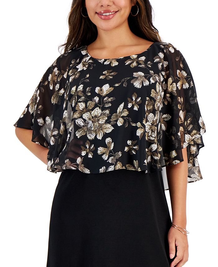 Connected Petite Chiffon Cape-Overlay Dress - Macy's