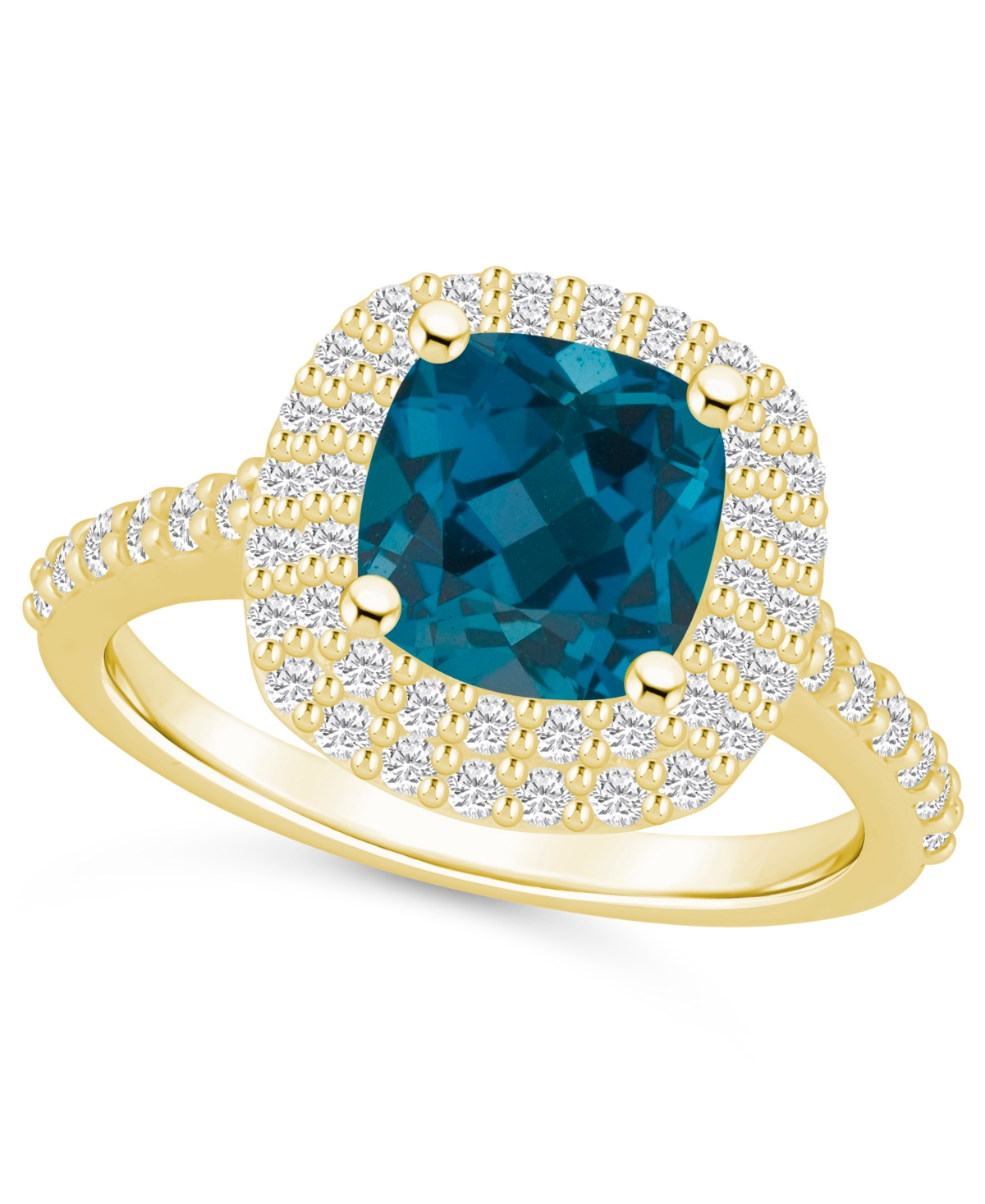 Click here for Macys London Blue Topaz and Diamond Accent Halo Ri... prices
