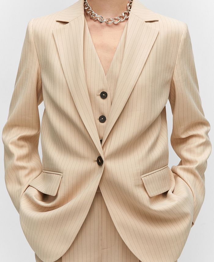 MANGO Women's Pinstripe Suit Blazer - Macy's