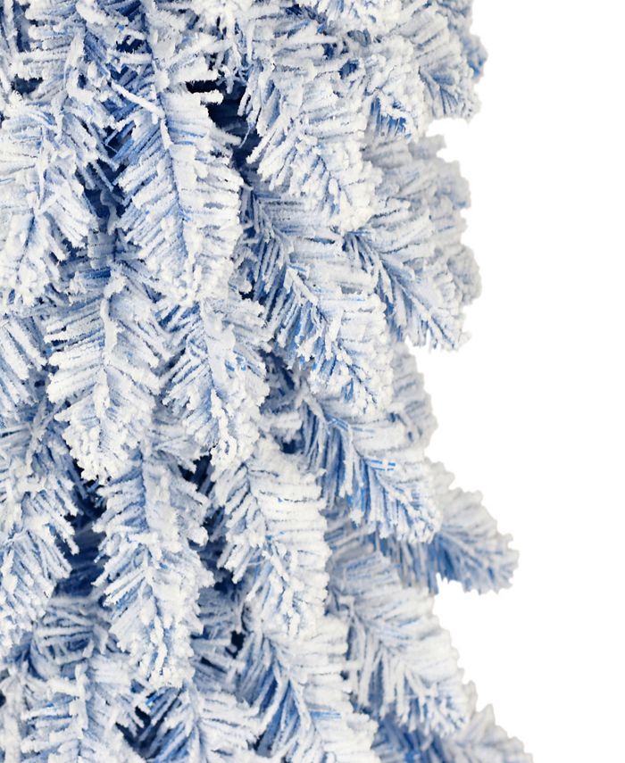 Puleo 4' Pre-Lit Flocked Artificial Alpine Pencil Tree - Macy's