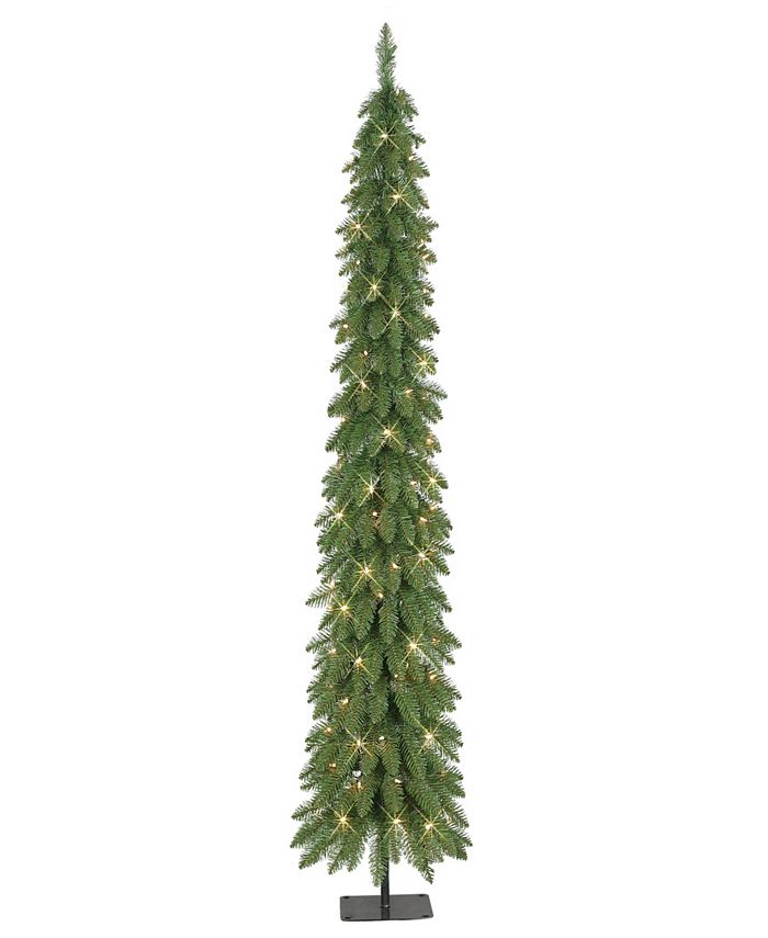 Puleo 6' Pre-Lit Alpine Artificial Pencil Tree - Macy's