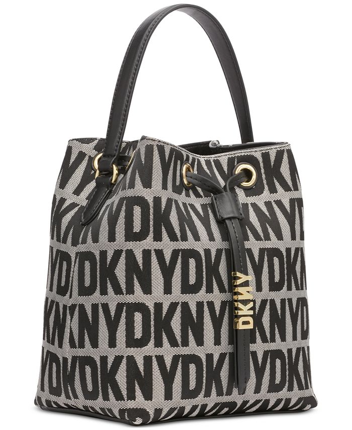 DKNY Shane Small Drawstring Signature Logo Bucket Bag - Macy's