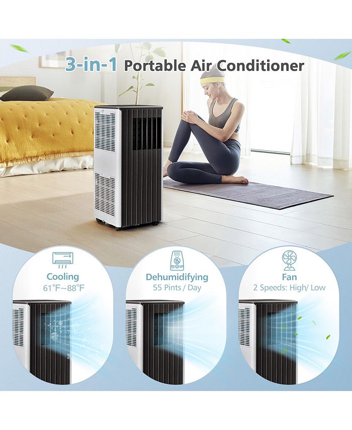 Costway 7100 BTU (10000 BTU ASHARE) Portable Air Conditioner 3-in-1 AC ...