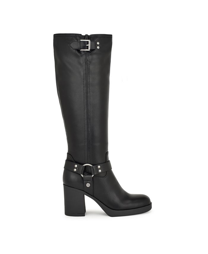 Nine West Women's Caba Block Heel Square Toe Knee-High Moto Boots - Macy's