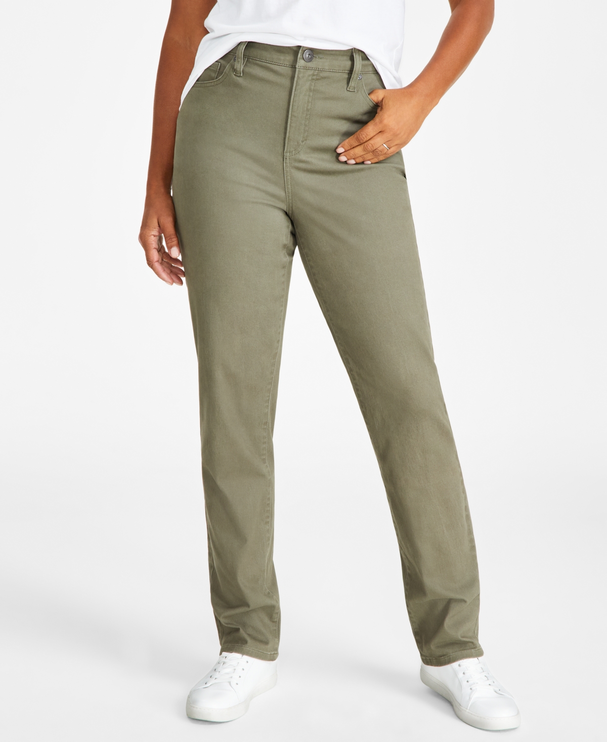 Click here for Style & Co Womens Straight-Leg High Rise Twill Pan... prices