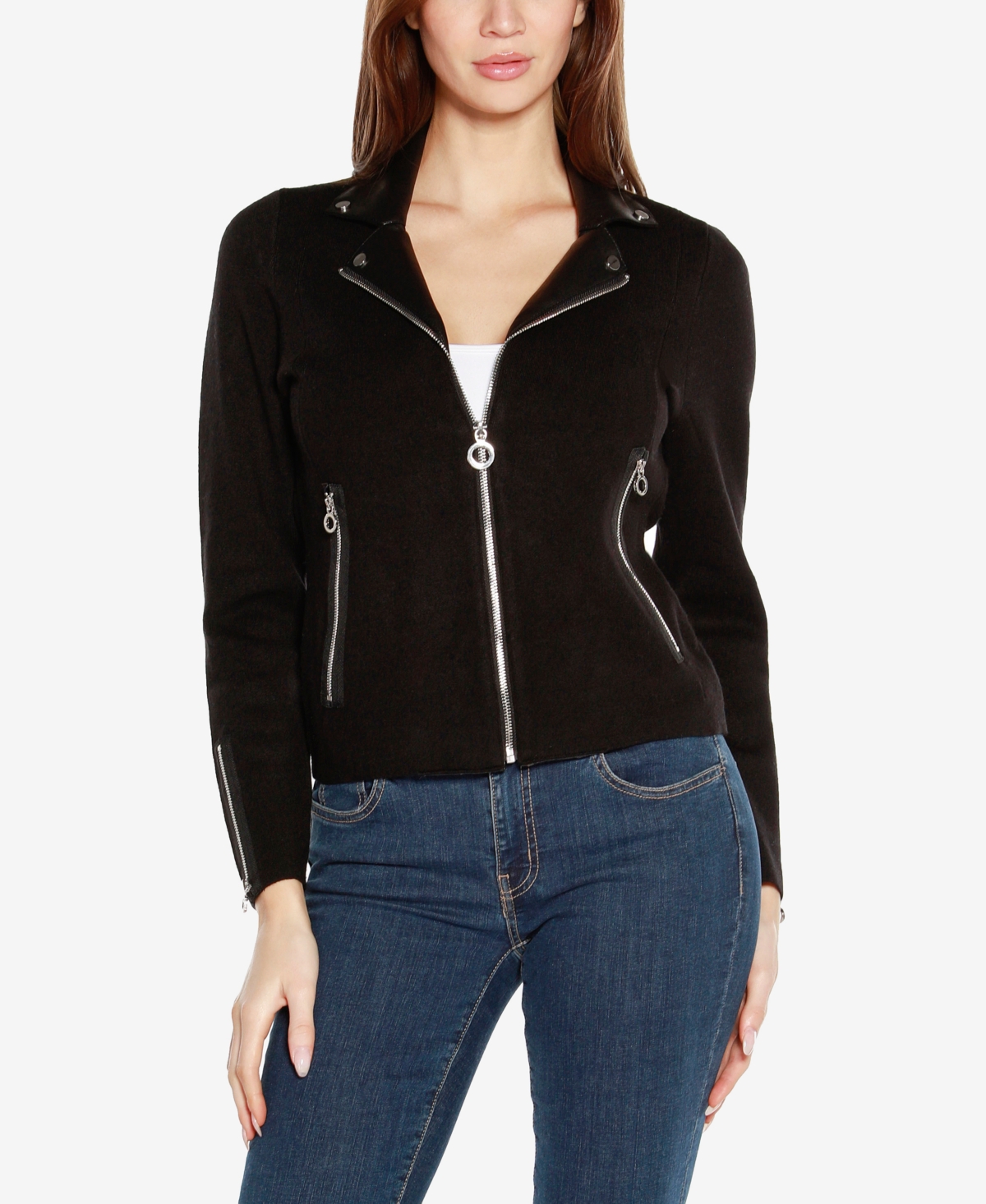 Click here for Belldini Black Label Womens Motorcycle Sweater Jac... prices