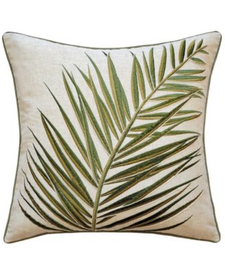 NYBG Tri-Color Embroidered Fern Decorative Pillow, 18" x 18" - Macy's