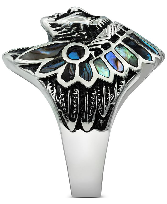 Blackjack Men's Abalone Chief Ring in Stainless Steel - Macy's