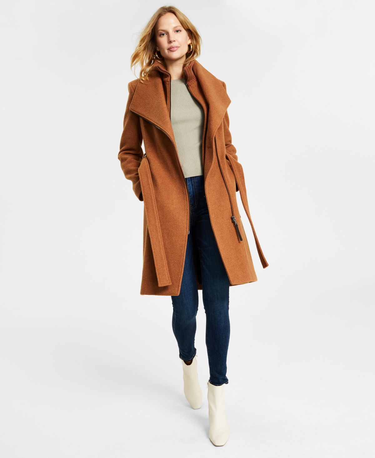 Click here for Calvin Klein Womens Wool Blend Belted Wrap Coat  C... prices