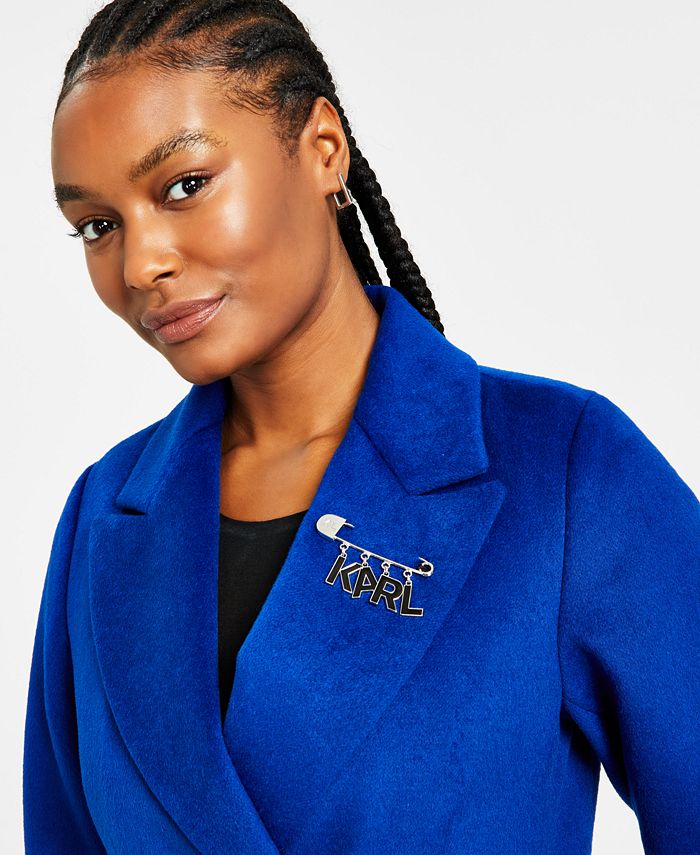 KARL LAGERFELD PARIS Women's Double-Breasted Reefer Coat - Macy's