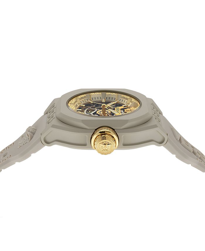 Versace Men's Swiss Automatic V-Legend Skeleton Beige Rubber Strap ...
