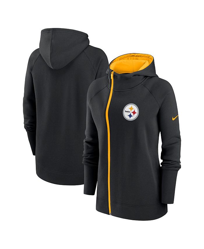 Nike Women's Black Pittsburgh Steelers Asymmetrical Raglan Full-Zip ...