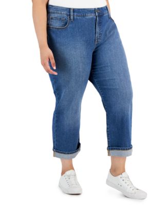 Style & Co Plus Size Mid-Rise Curvy Roll-Cuff Capri Jeans, Created for ...