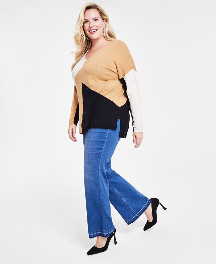 I.N.C. International Concepts Plus Size Colorblocked Sweater, Created ...