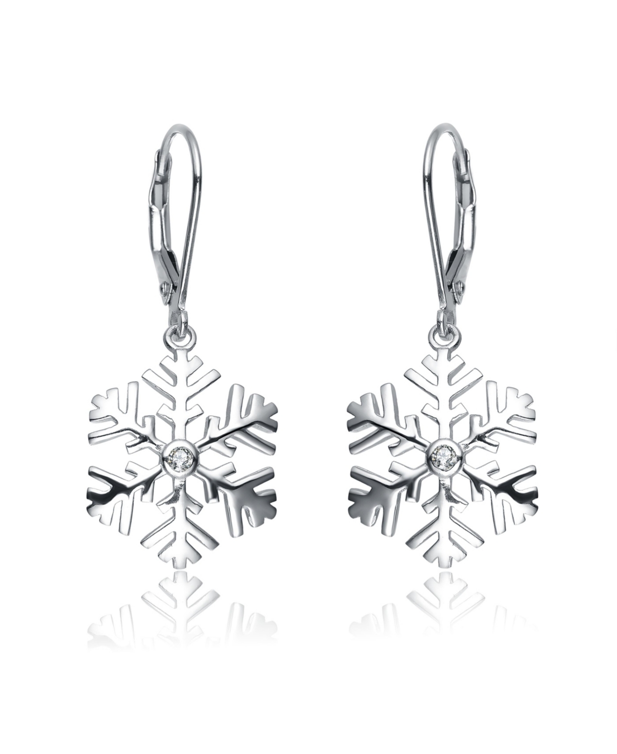 Click here for Cubic Zirconia Sterling Silver Snowflake Drop Euro... prices