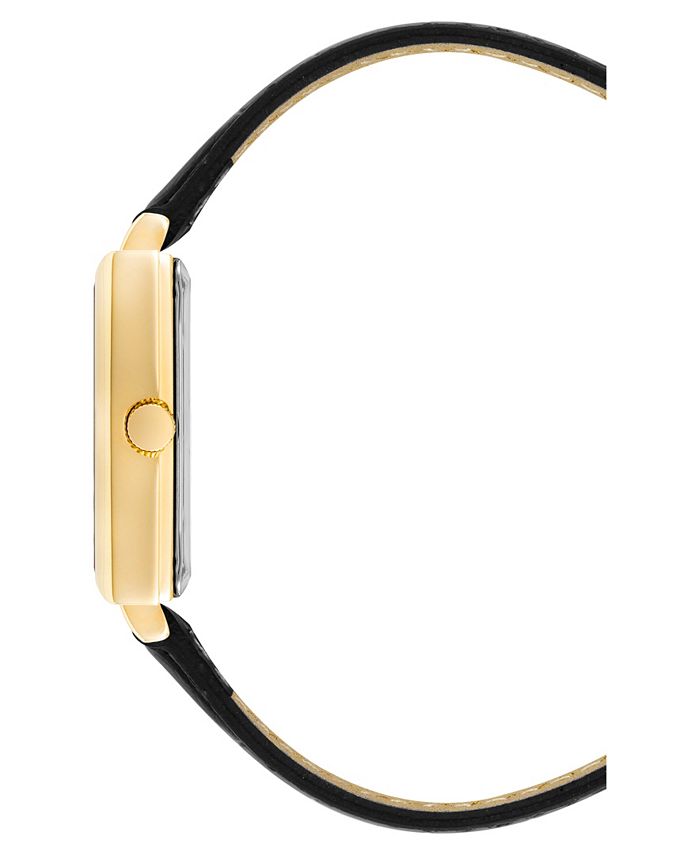 Anne Klein Women's Three Hand Quartz Square Black Polyurethane Faux ...