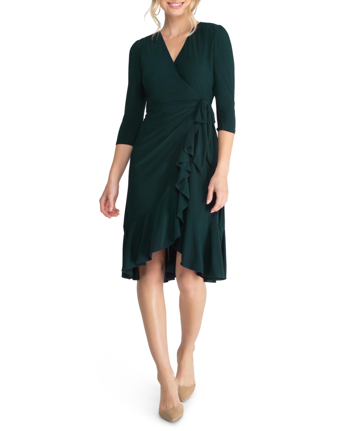 Click here for Kiyonna Womens Whimsy Ruffled Midi Wrap Dress - Hu... prices