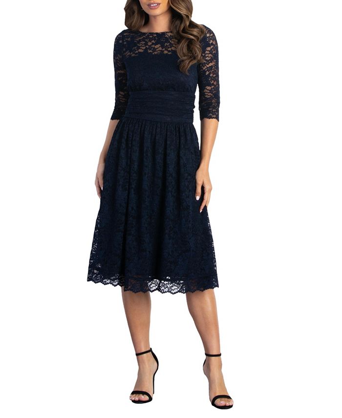 Kiyonna Womens Luna Lace Cocktail Midi Dress Macys