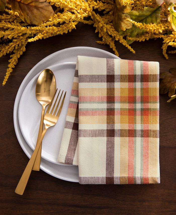 Elrene Russet Harvest Plaid Table Linens Collection - Macy's