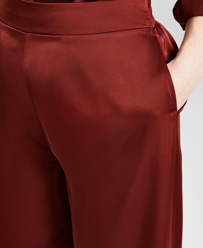 And Now This Women's Satin High-Rise Wide-Leg Pants - Macy's