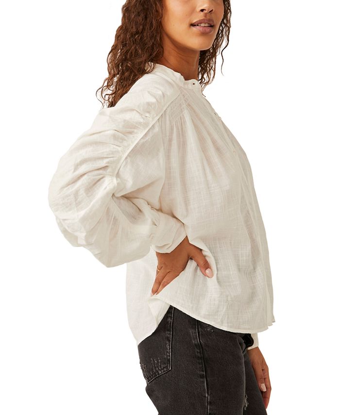 Free People Women's Maraya Ruched Puff-Sleeve Blouse - Macy's