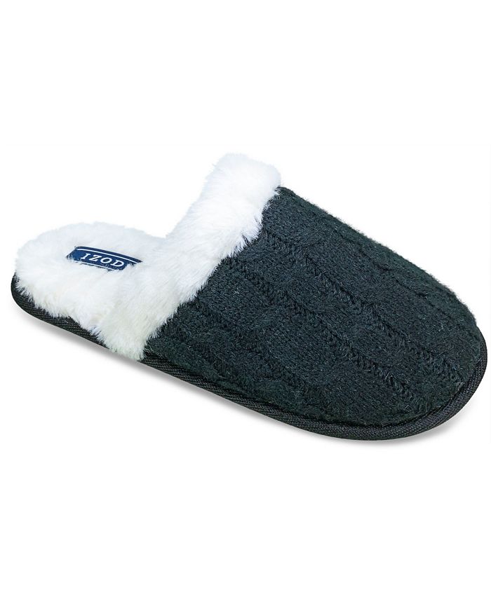 IZOD Women's Cable Knit Lip Sole Scuff Slipper - Macy's