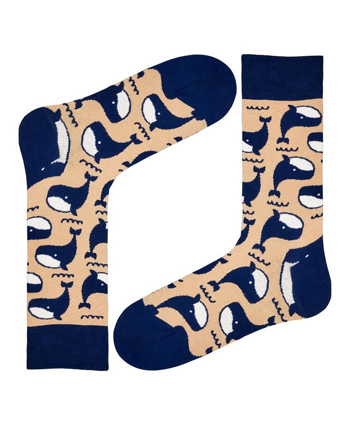 Love Sock Company Men's Whale Novelty Colorful Unisex Crew Socks with ...