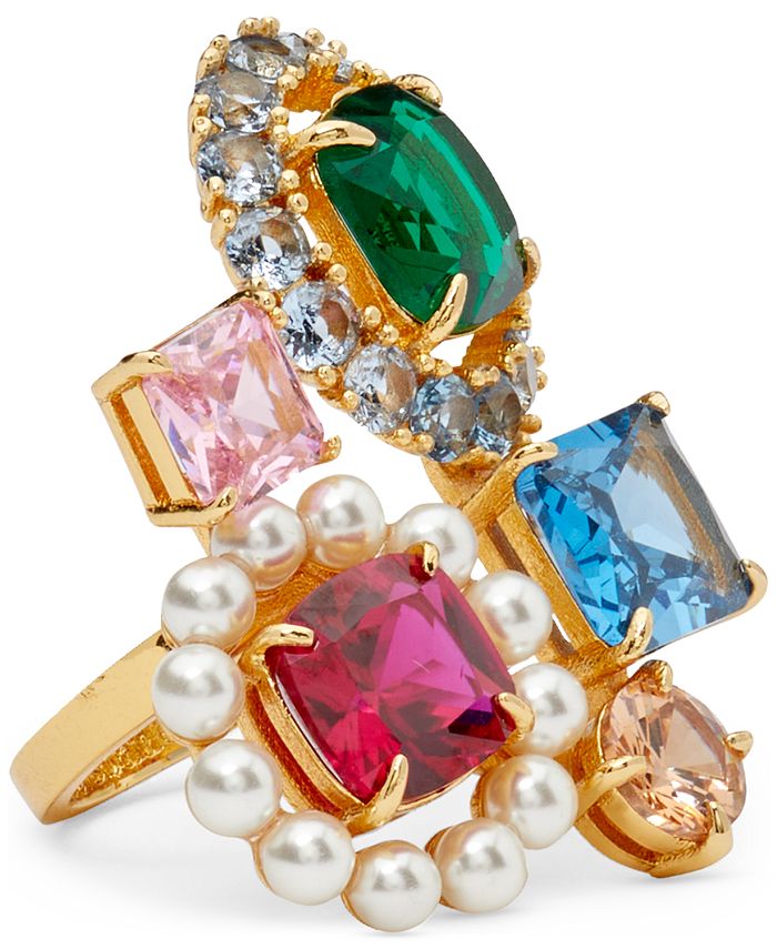 kate spade new york Gold-Tone Victoria Cluster Cocktail Ring - Macy's