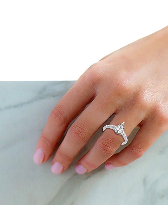 Macy's Diamond Pear-Shaped Cluster Engagement Ring (3/4 ct. t.w.) in ...