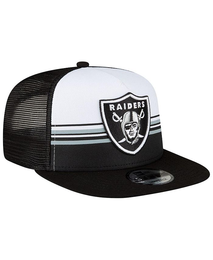 New Era Men's White, Black Las Vegas Raiders Striped A-Frame 9FIFTY ...