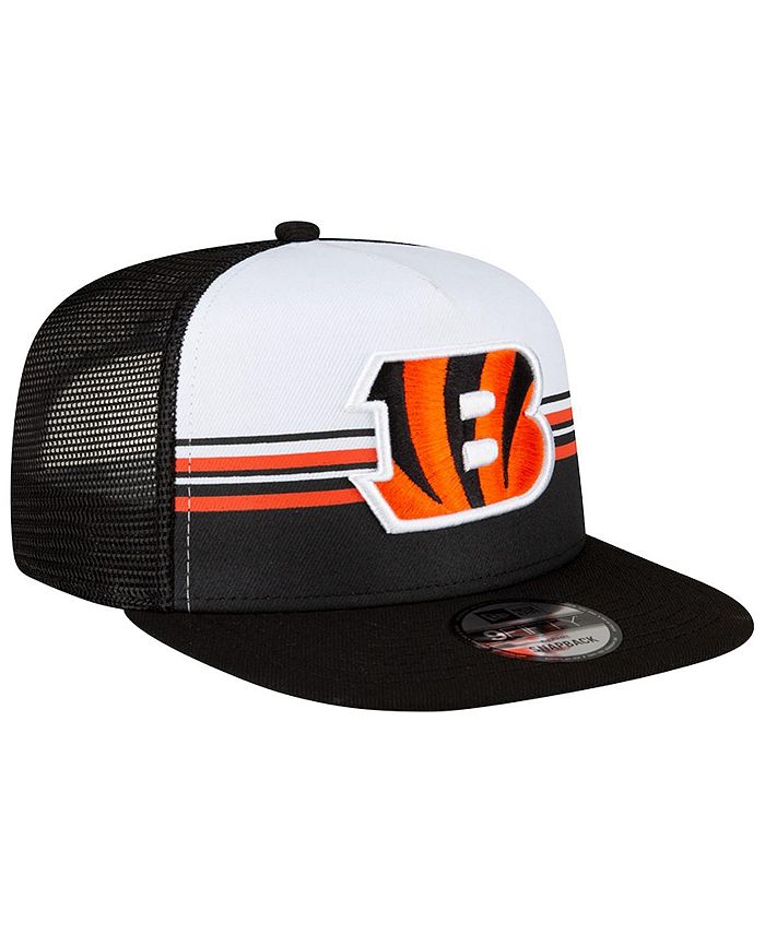 New Era Men's White, Black Cincinnati Bengals Striped A-Frame 9FIFTY ...