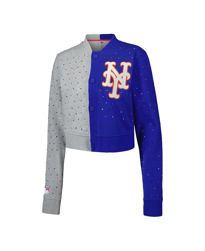 Terez Women's Gray, Royal New York Mets Cropped Button-Up Cardigan - Macy's