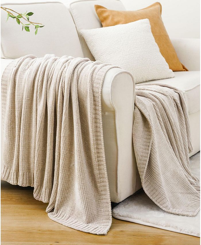 Battilo Lifestyle Solid Woven Micro Chenille Throw, 51" x 67" - Macy's