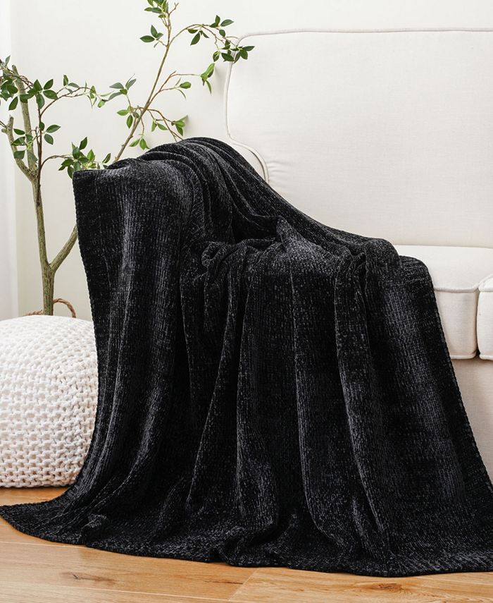 Battilo Lifestyle Solid Woven Micro Chenille Throw, 51" x 67" - Macy's