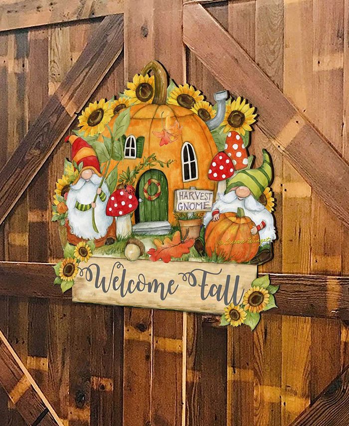 Designocracy Holiday Wooden Wall Decor Door Decor Harvest Welcome Sign ...