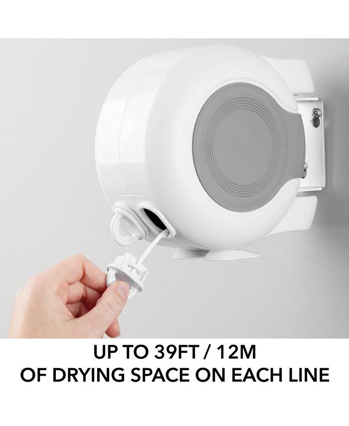 mDesign Double 42ft Indoor/Outdoor Retractable Clotheslines - 2 Pack ...