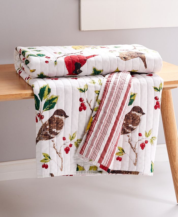 Levtex Joybirds Stripe Reversible Quilted Throw, 50" x 60" - Macy's