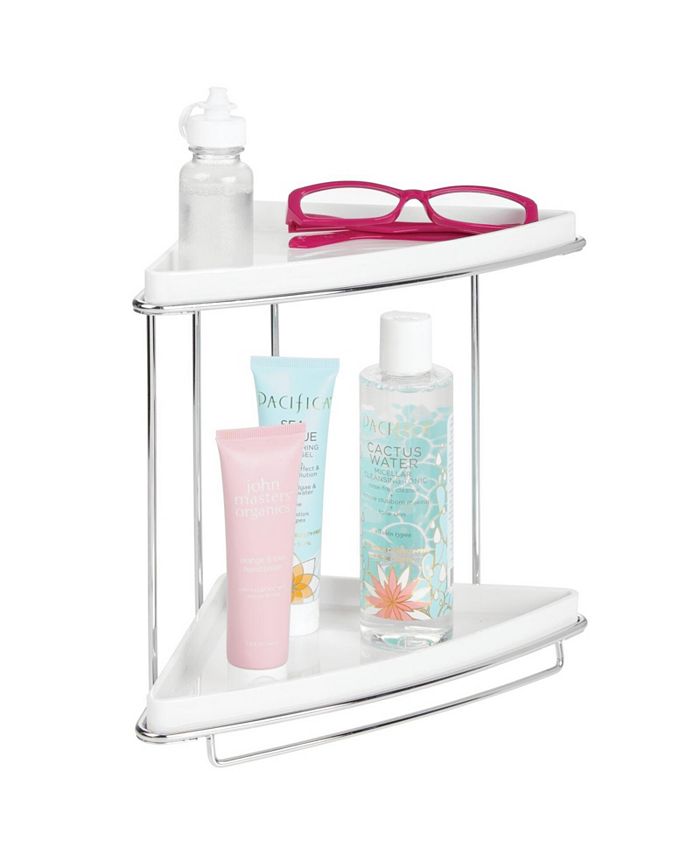 mDesign Steel/Plastic 2-Tier Freestanding Bathroom Corner Organizer ...